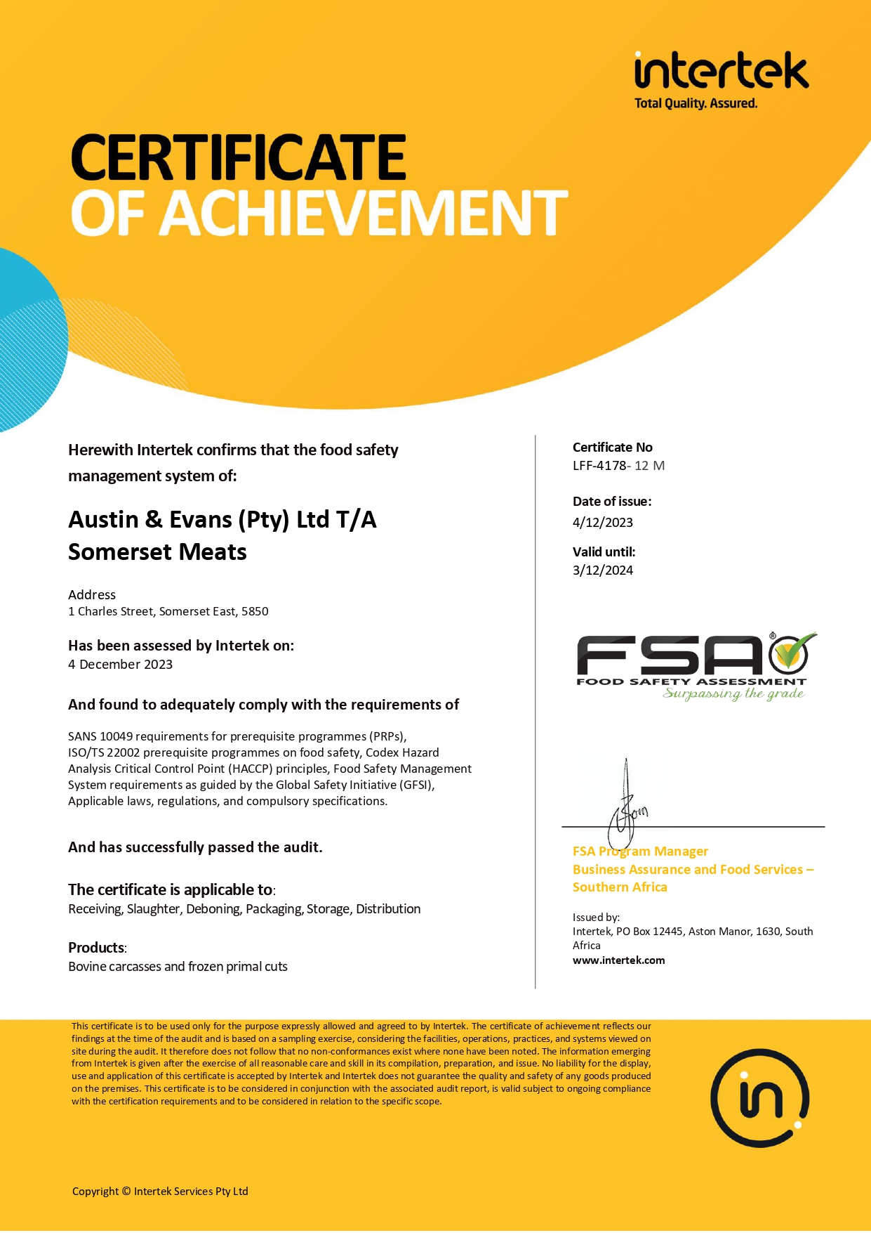 Our Certifications – Somerset Meats